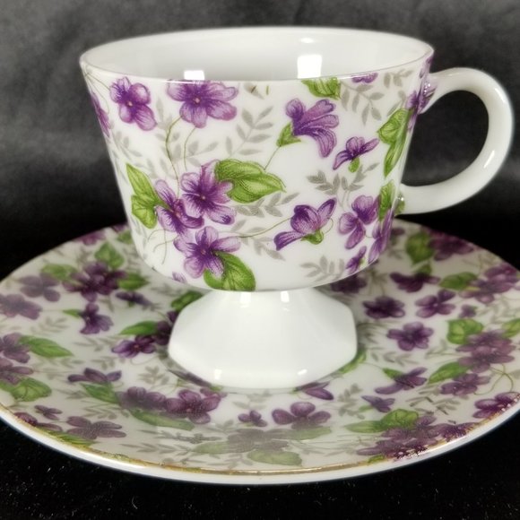 Kitchen | Vintage Inarco Porcelain Violet Chintz Pedestal Cup And ...